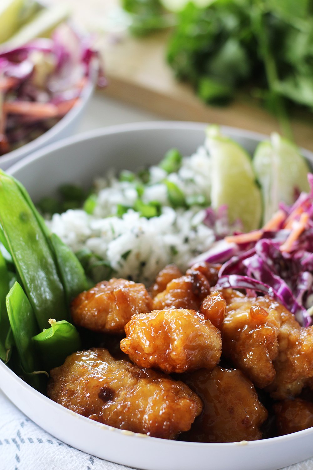 Orange Chicken Bowls With Cilantro Lime Rice - BriGeeski