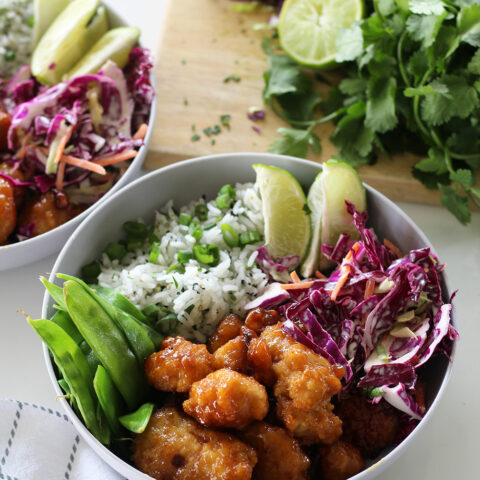 Orange Chicken Bowls With Cilantro Lime Rice - BriGeeski