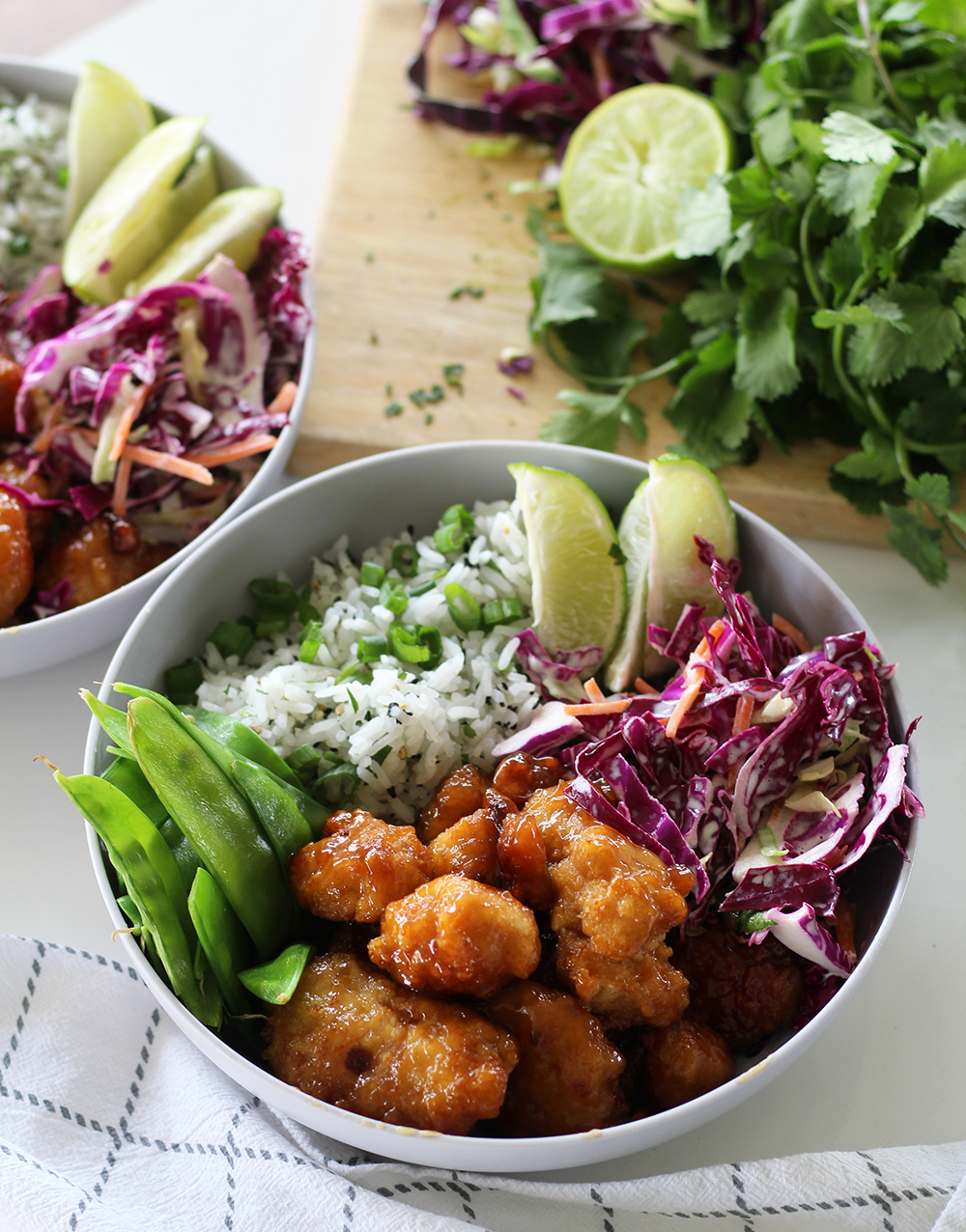 Orange Chicken Bowls With Cilantro Lime Rice - BriGeeski