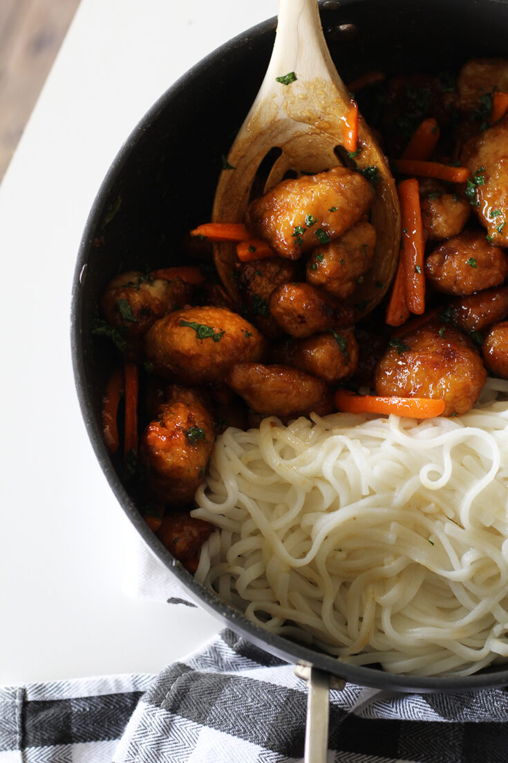 Easy Orange Chicken with Rice Noodles - BriGeeski